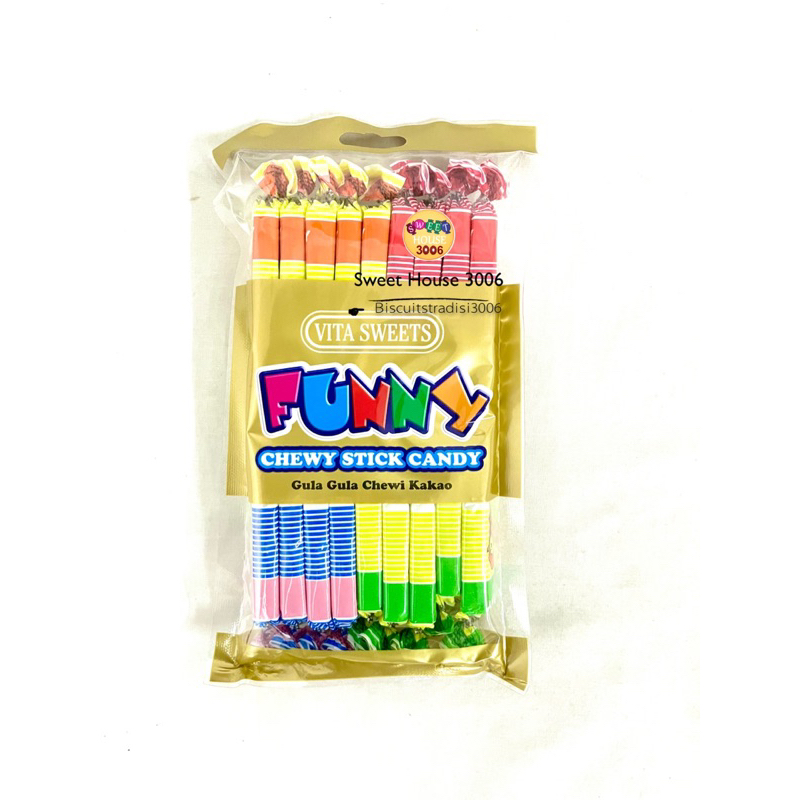 Vita Sweet 18pcs x 8gm Funny Chewy Stick Candy Childhood Snack Jajan ...