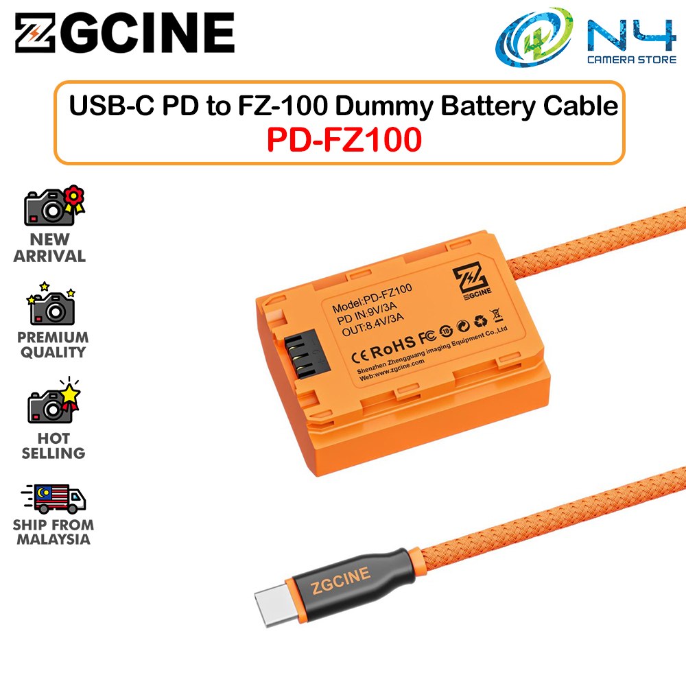 ZGCINE USB-C PD to FZ-100 Dummy Battery Cable Braided Wire For Sony A7 ...