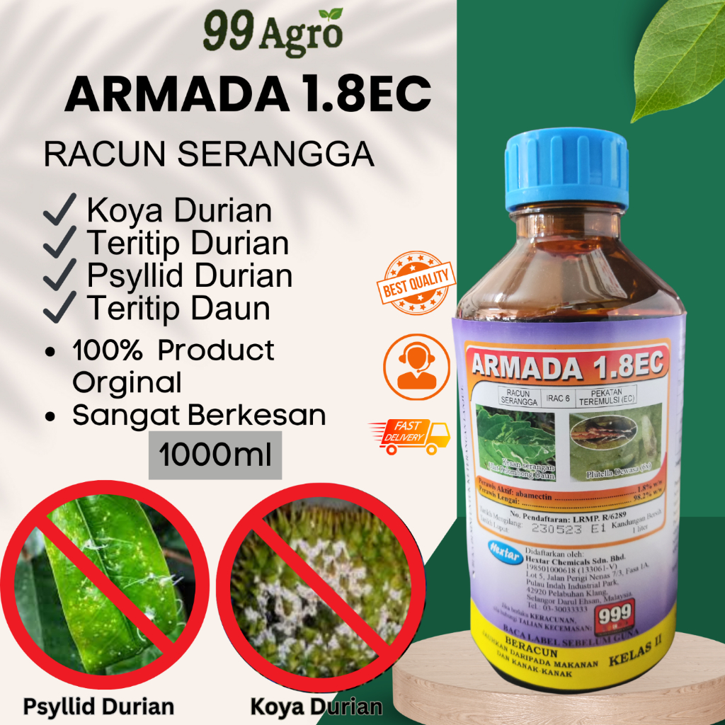 Armada Racun Kicap Abamectin 1.8%EC Racun Serangga Psyllid Durian Koya ...