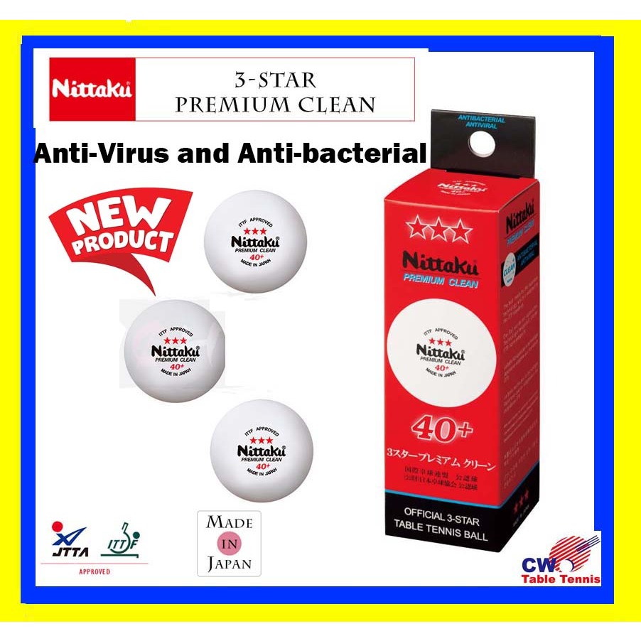 NITTAKU 3-STAR PREMIUM CLEAN (3 BALLS) - TABLE TENNIS BALLS PINGPONG BOLA MADE IN JAPAN | Shopee ...