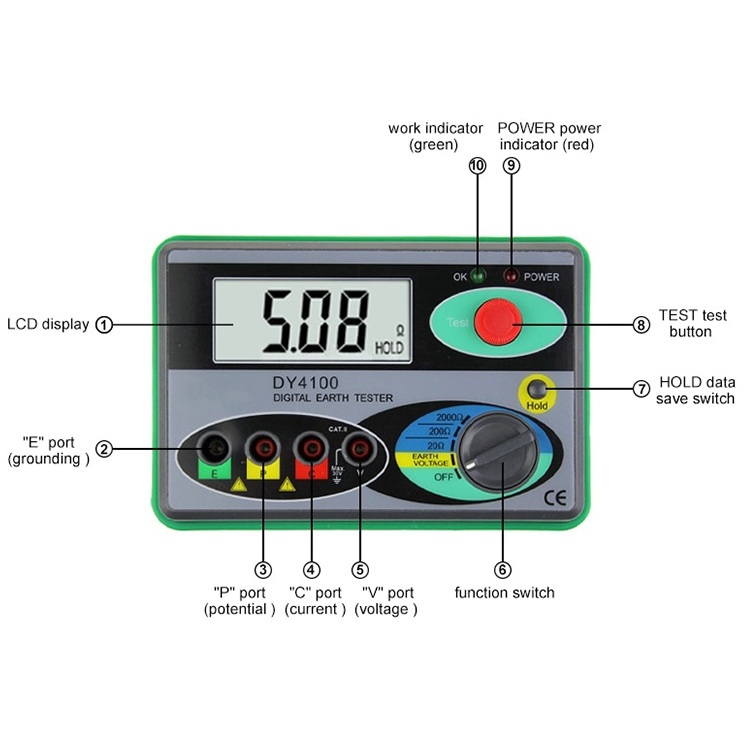 DY4100 Digital Resistance Tester Earth Ground Meter | Shopee Malaysia