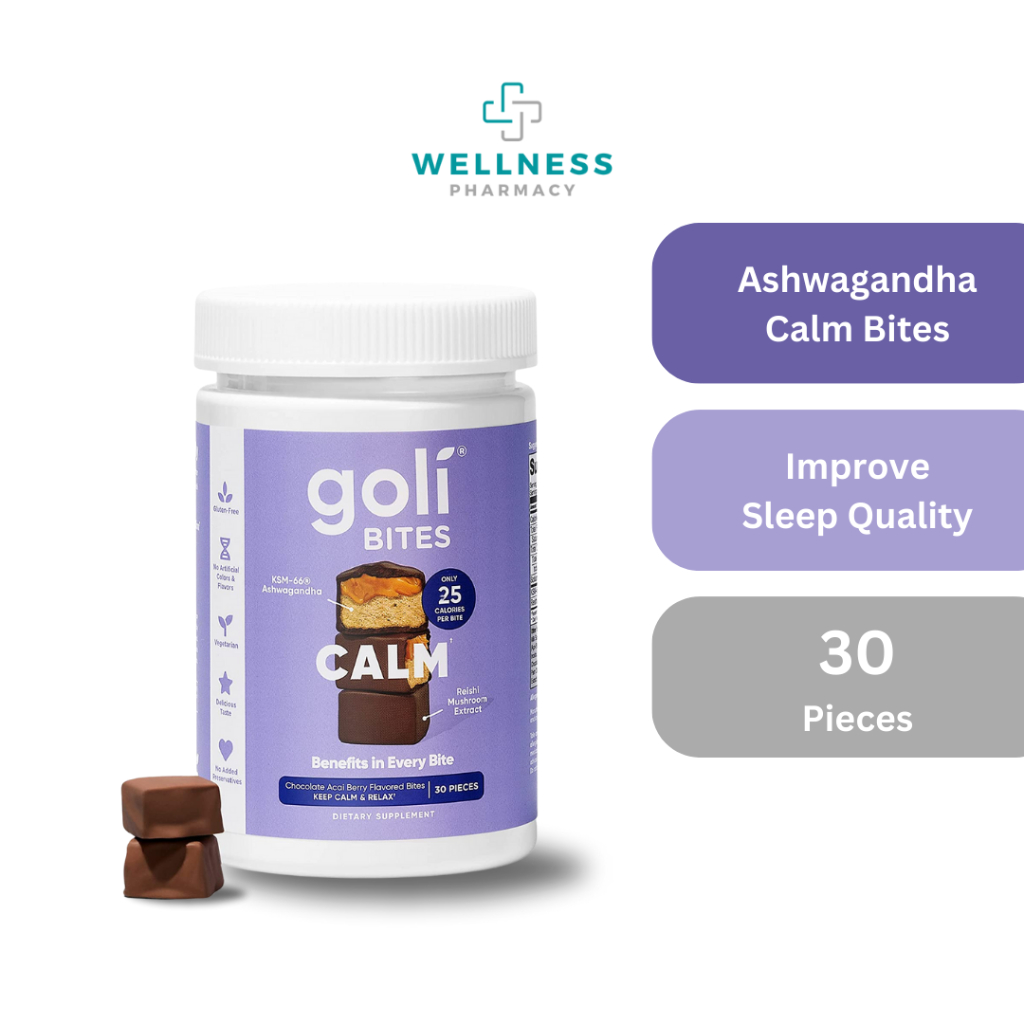 Goli Calm Ashwagandha Bites 30s - Milk Chocolate Acai Berry (Vegan ...
