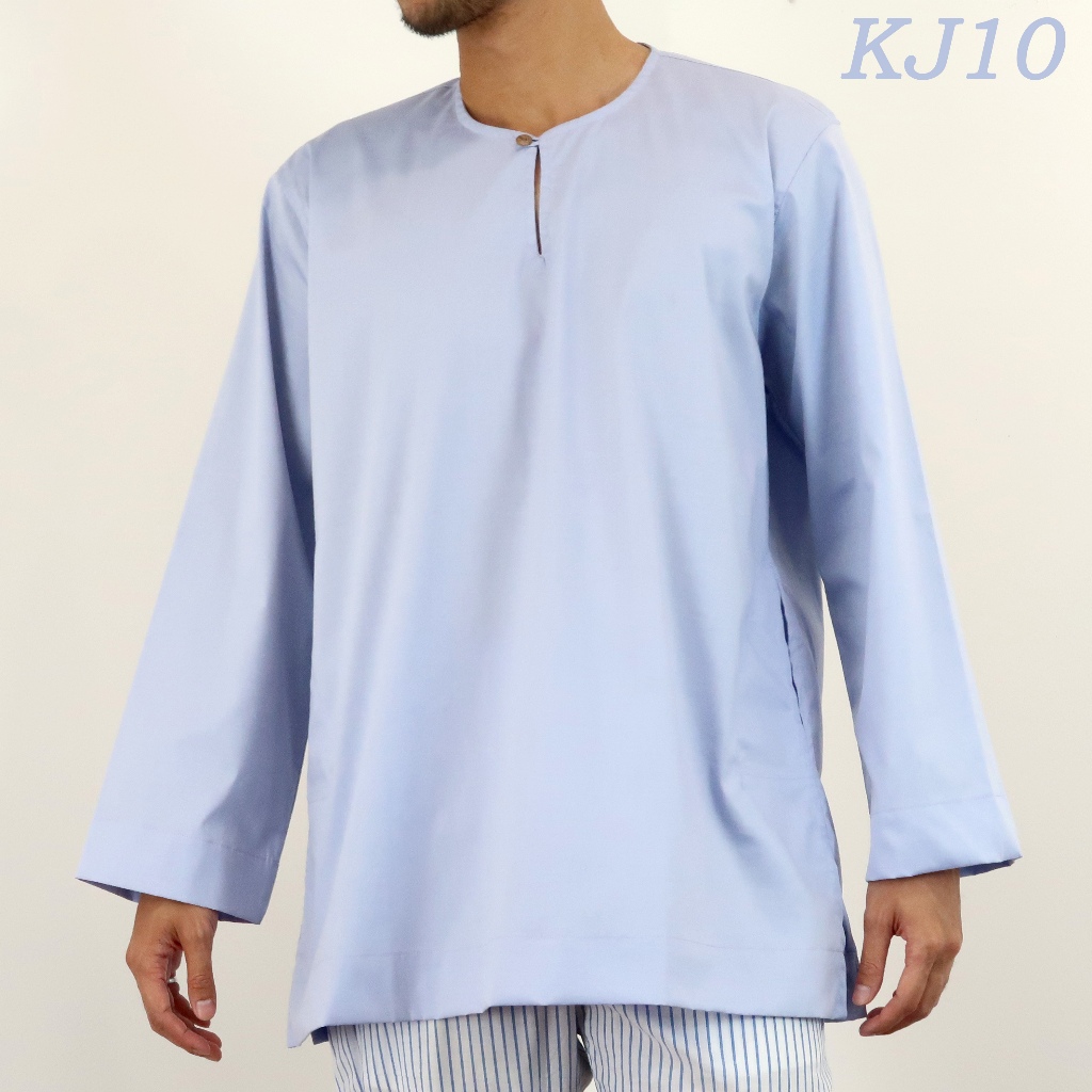 Lanbaharin Kurta Men's Linen Cotton Long Sleeve Shirt Raya | Shopee ...