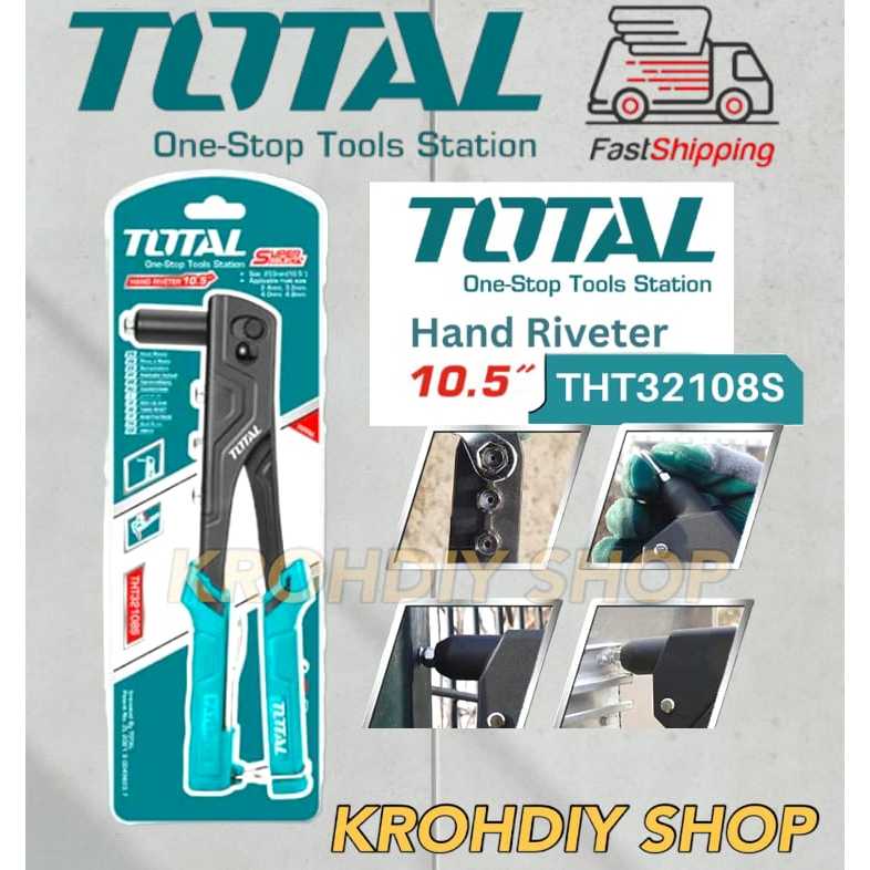 TOTAL Hand Riveter (10.5", for Rivet: 2.4mm, 3.2mm, 4mm, 4.8mm) - THT32108S 10004106 | Shopee ...