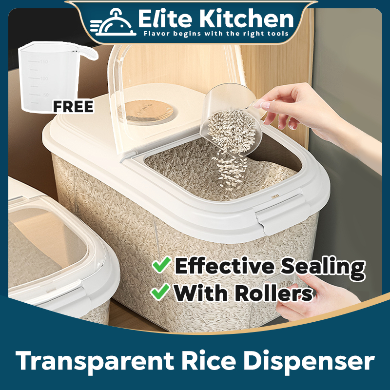 Elite Kitchen - AirTight Sealed Rice Storage Box Bucket Container ...