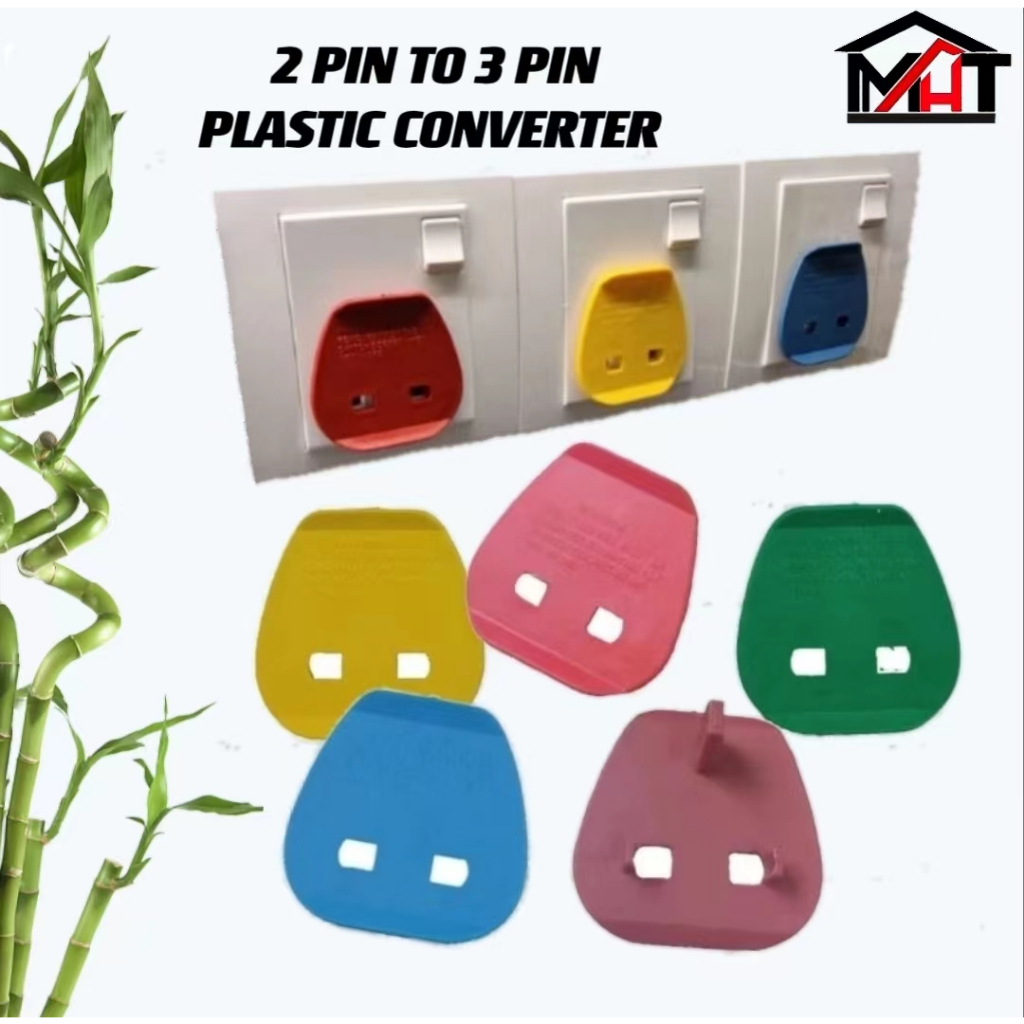 13A Safety Switch Socket Plug Key 2 Pin to 3 Pin Converter (RANDOM ...