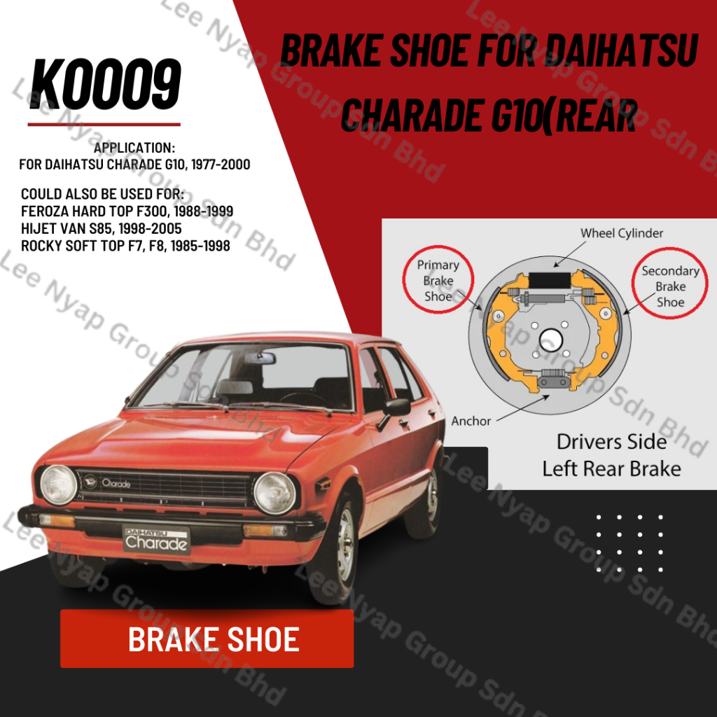 BRAKE SHOE FOR DAIHATSU CHARADE G10(REAR) | Shopee Malaysia