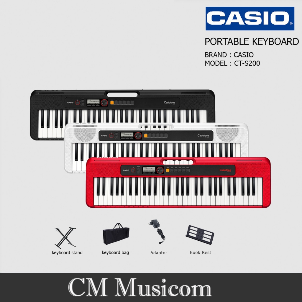 Casio CT-S200 Portable Keyboard 61 keys with Bag & Stand (Package B ...