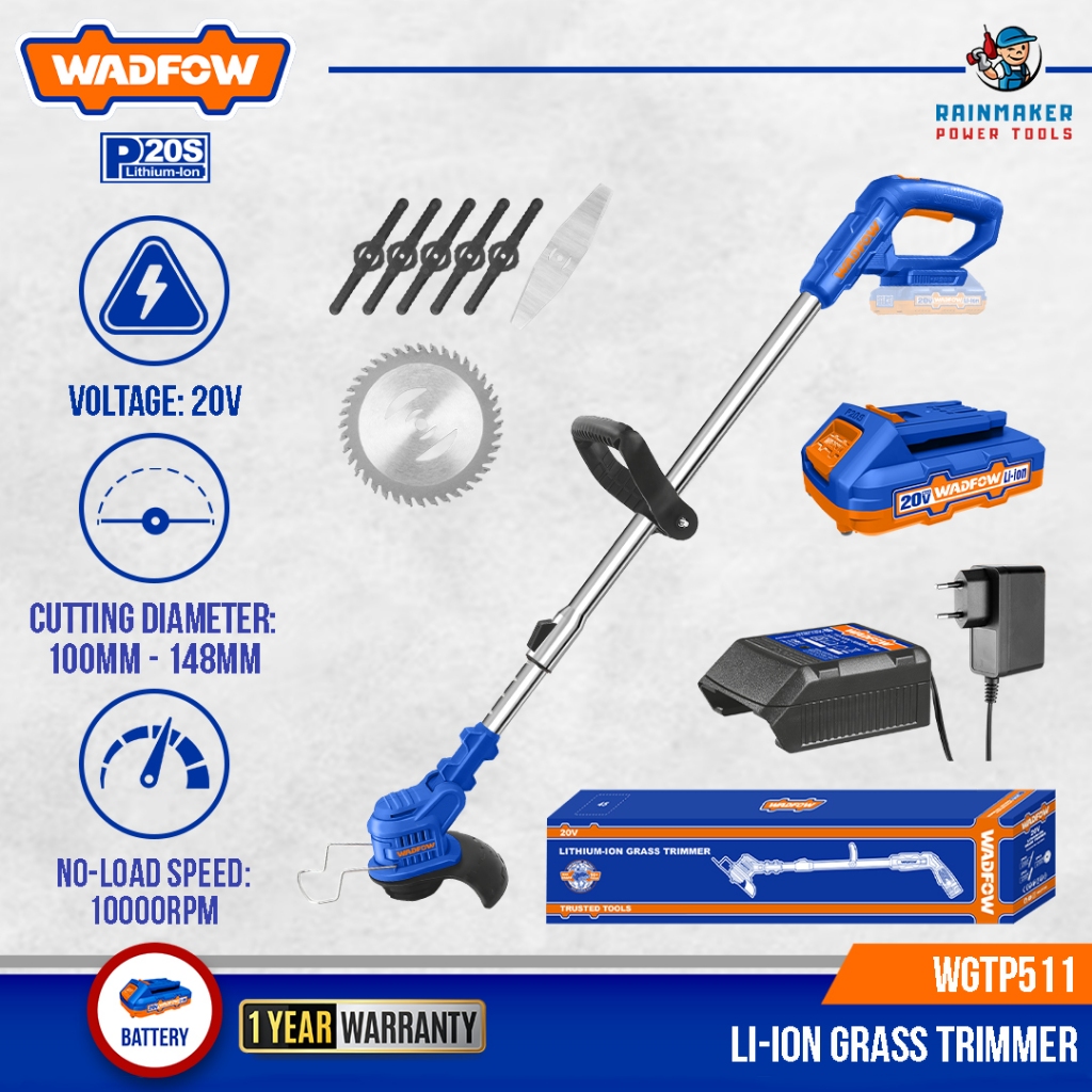 WADFOW Lithium-Ion Batteries P20s 20v Series grass trimmer with 3 type ...