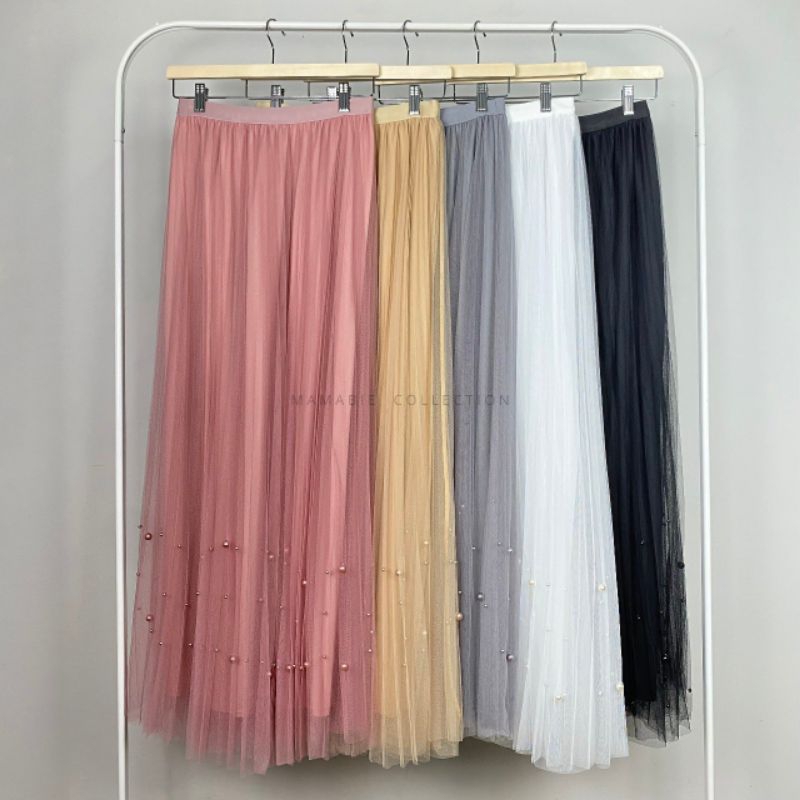 Muslimah Tutu Pearl Skirt Full Lining Tutu Pearl Skirt Labuh Tulle ...
