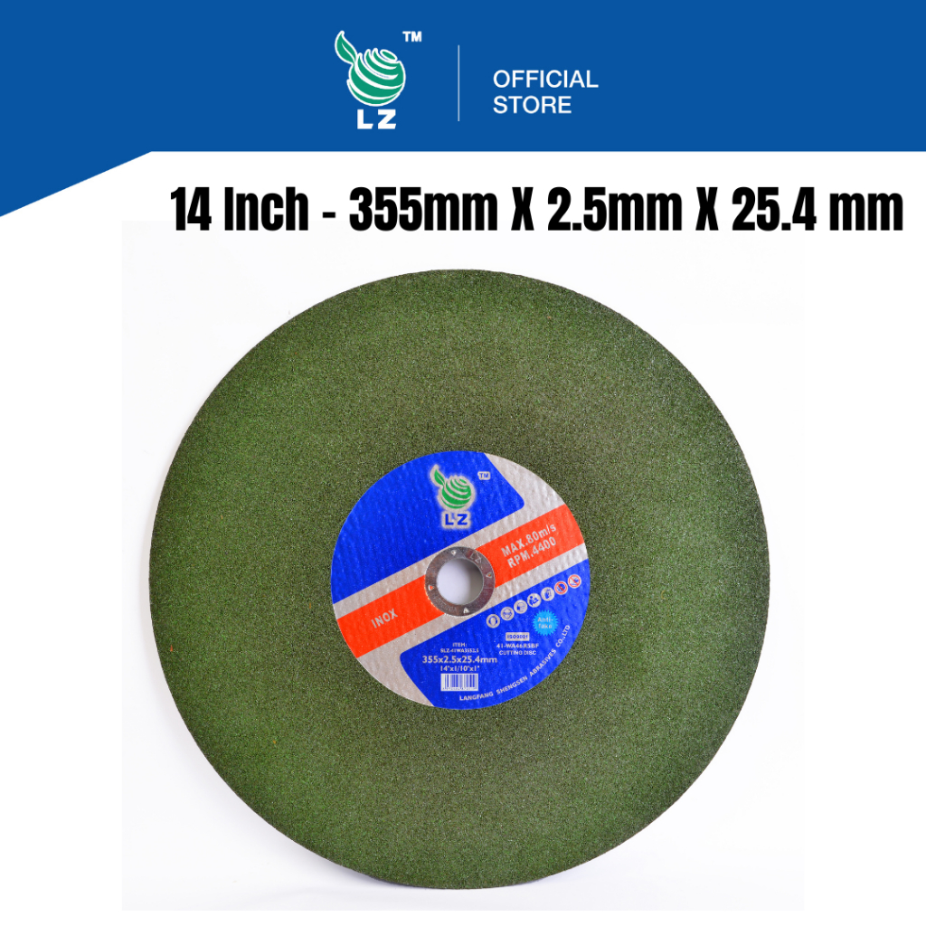 LZ 14" Metal Cutting Disc | Mata Potong Besi | 355mm x 3mm x 25.4mm | Cut Off Wheel For Steel ...