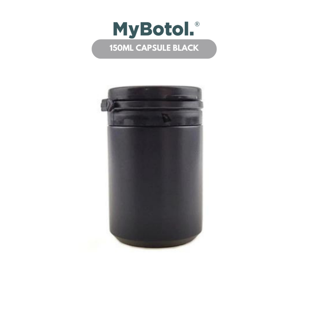 [mybotol] BOTOL KAPSUL 150ML HDPE Black Color Candy Bottle with Tear ...