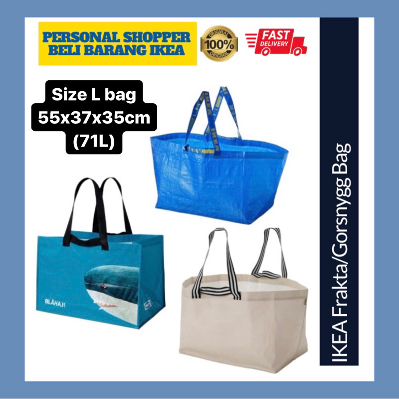 IKEA Frakta L Bag Beg Blue Beige Biru Shark Gorsnygg | Shopee Malaysia