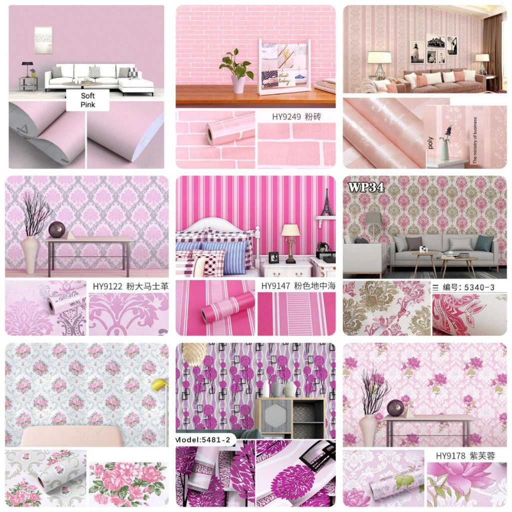 Wallpaper Dinding Corak Pink Merah Jambu Cantik Kalis Air ada Gam ...