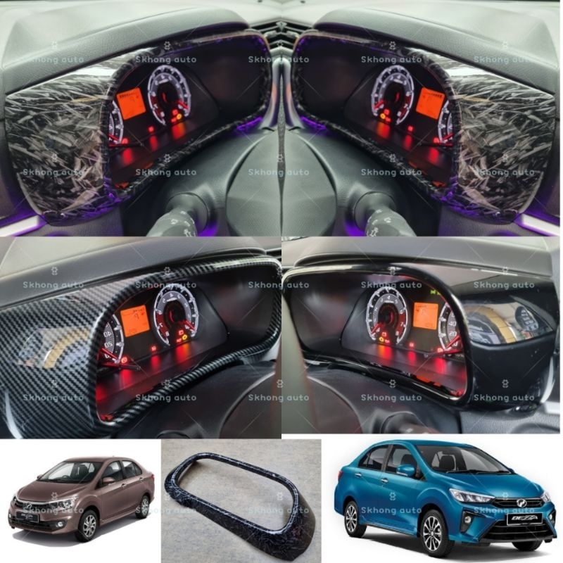 Perodua bezza 2016-2024 forged carbon fiber car meter frame cover ...