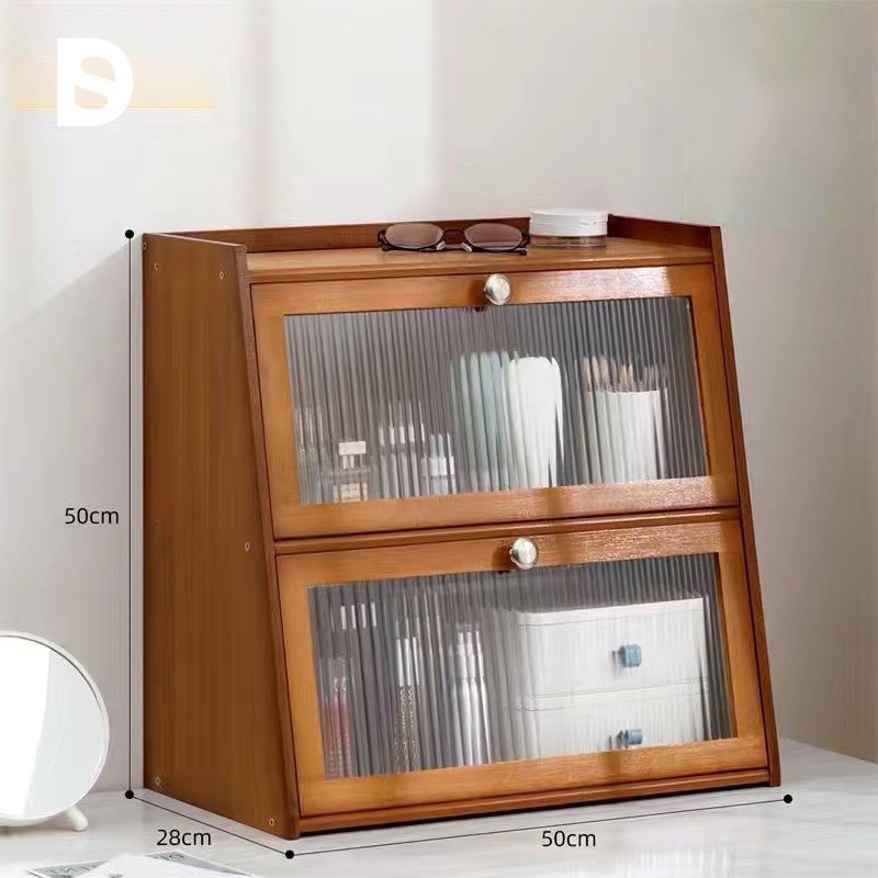 🇲🇾Minimalist Muji Nordic Bamboo Cabinet Kitchen Pantry Countertop Retro ...