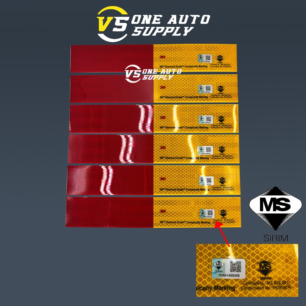 1HELAI 3M ORIGINAL SIRIM DIAMOND GRADE RED/YELLOW REFLECTIVE STICKER ...