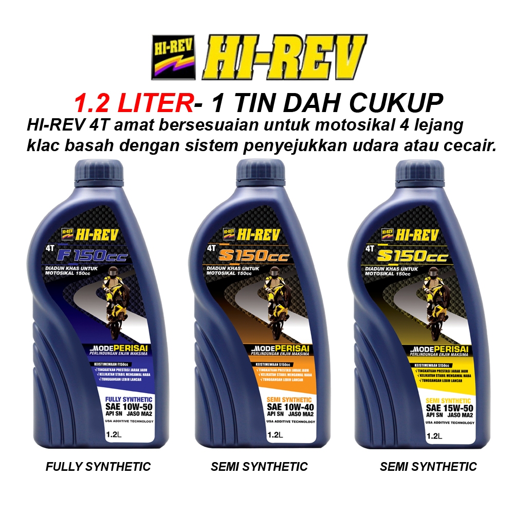 [1.2 LITER] HI-REV ENGINE OIL- FULLY SYNTHETIC SEMI SYNTHETIC - SESUAI ...