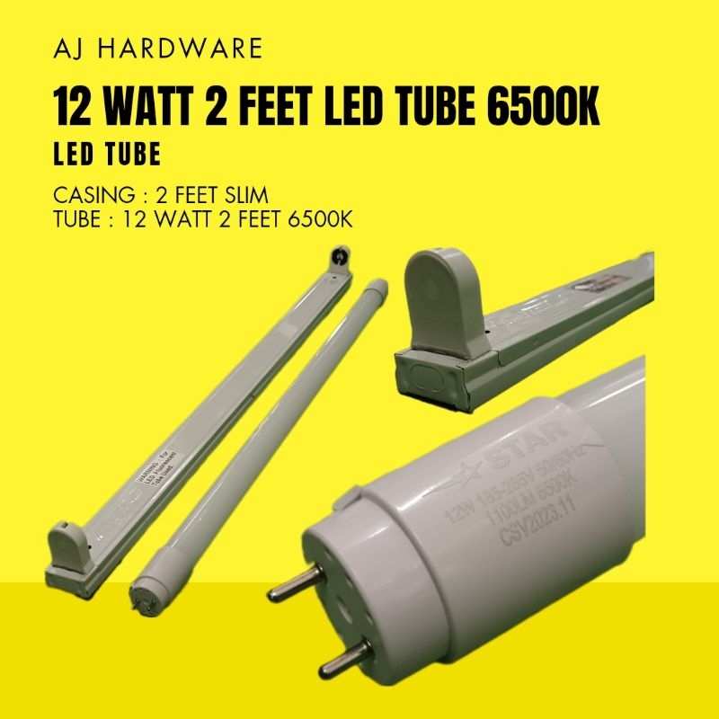 12 Watt 2 Feet Casing LED Tube 6500k | Shopee Malaysia