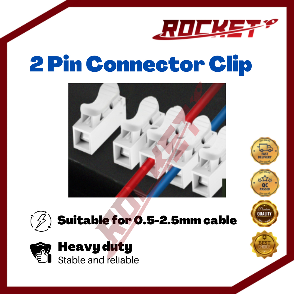 ROCKET 2 Pin Connector Clip Cable 2 way lighting fast easy wire ...