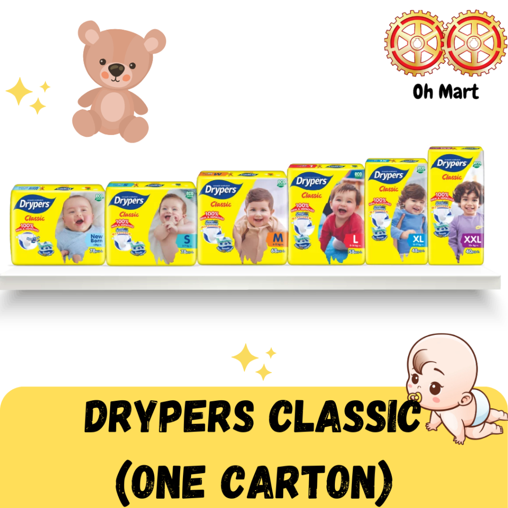 Drypers Classic CARTON - NB/S/M/L/XL/XXL (yellow) | Shopee Malaysia