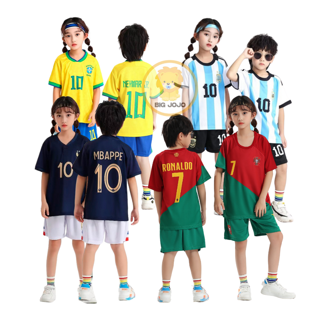 kids football jersey set wear world cup home player jersey bola budak ...
