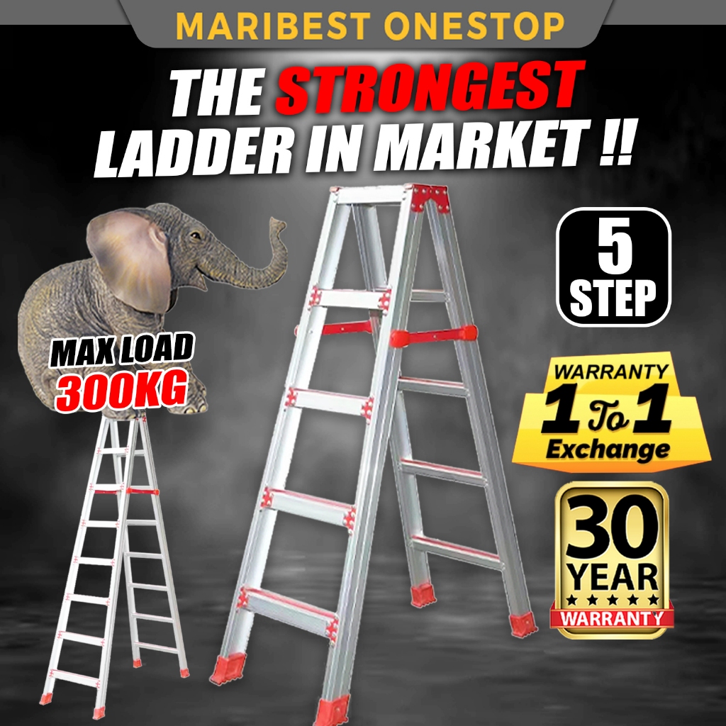 5 Step Ladderman Commercial Use Heavy Duty Aluminium Double Sided ...