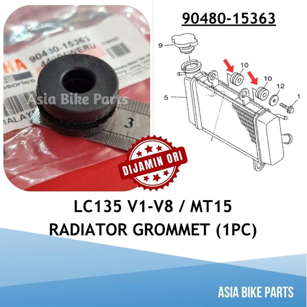 Yamaha Original LC135 V1 V2 V3 V4 V5 V6 V7 V8 / MT15 Radiator Assy Grommet / Getah Tangki ...