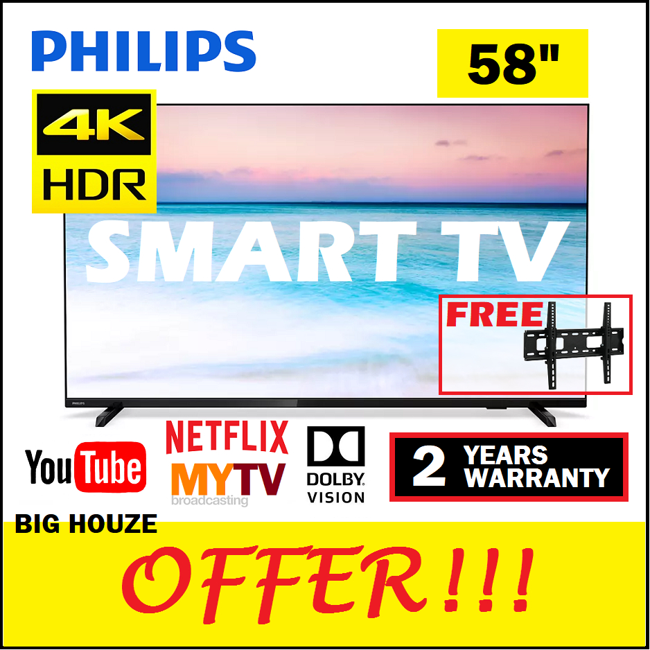 Philips 58 inch 58PUT6604 4K UHD HDR 10 SMART LED TV DVB T2 Ultra HD ...
