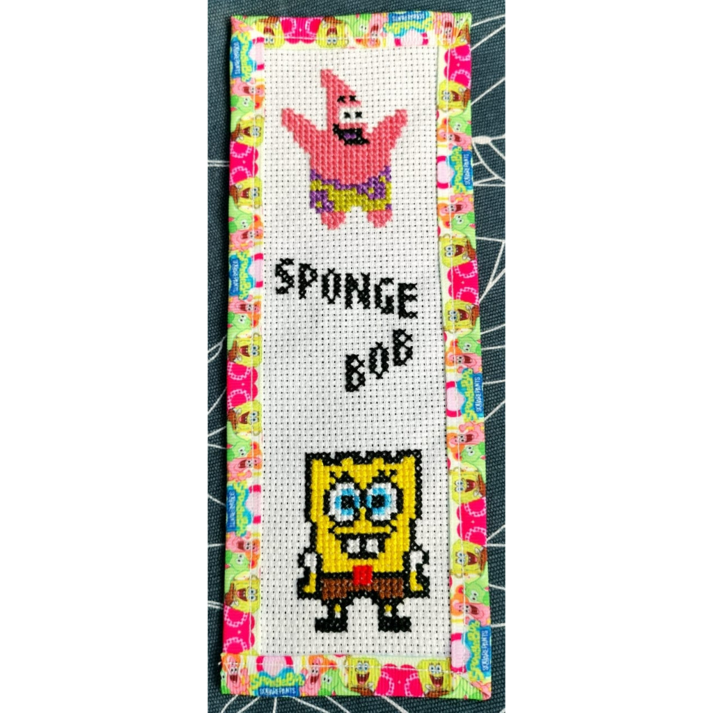 Handmade Finished Completed SPONGEBOB PATRICK Grosgrain Ribbon BookMark ...