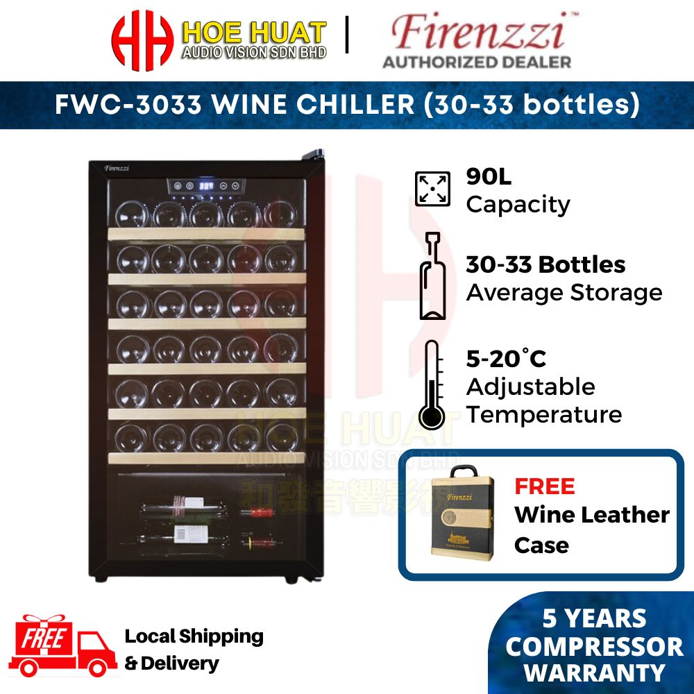 【FREE SHIPPING】Firenzzi FWC-3033 Wine Chiller 90L (30-33 bottles) 5-20 ...