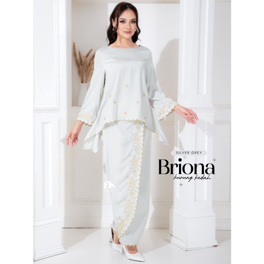 BRIONA KURUNG Baju Raya 2024 Kurung Kedah Satin Silk Sulam Emas Baju ...