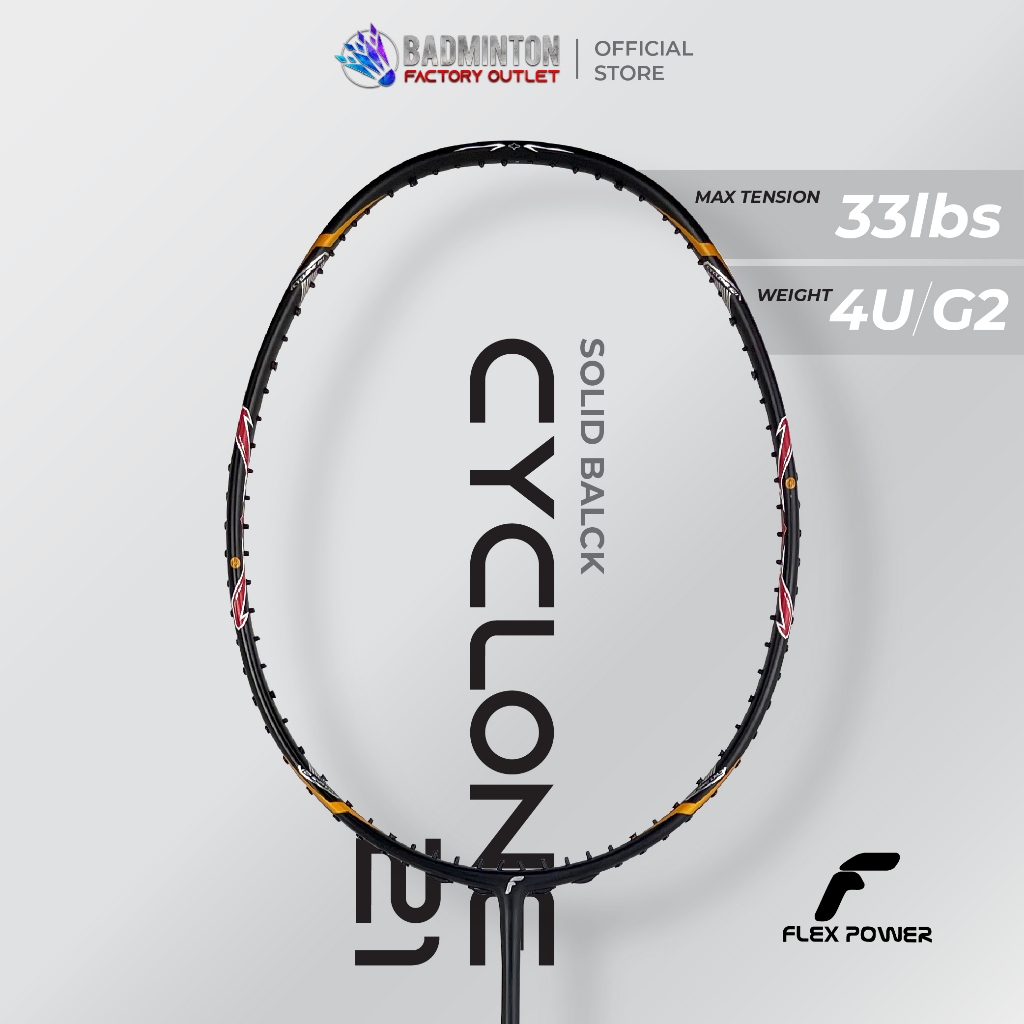 【EXCLUSIVE MODEL】 FLEX POWER Cyclone 21 (Solid Black) Badminton Racket ...