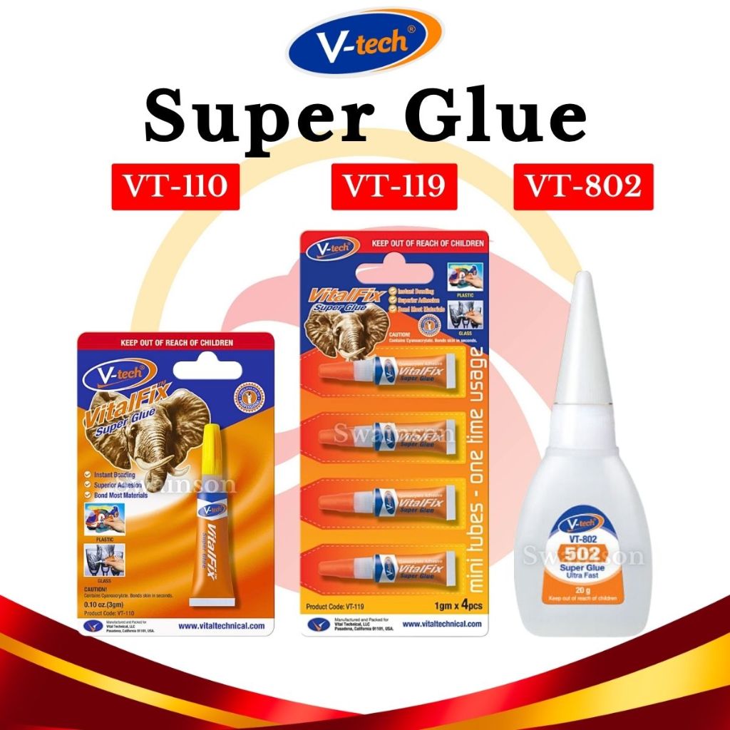 V-Tech VT-802 / VT-119 / VT-110 802 Super Glue /Mini Tube Super Glue 3 ...