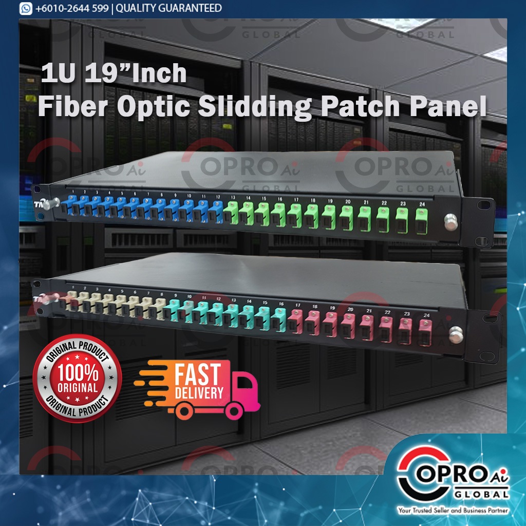 [TM] 1U 19'Inch Fiber Optic Sliding Patch Panel [Simplex] 24Port | Shopee Malaysia