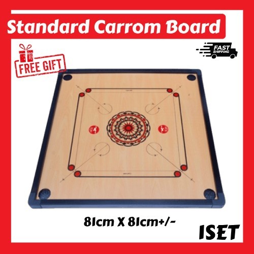 KIJO Set Papan Karom Standard 81cm x 81cm Standard Size Wood Carrom ...