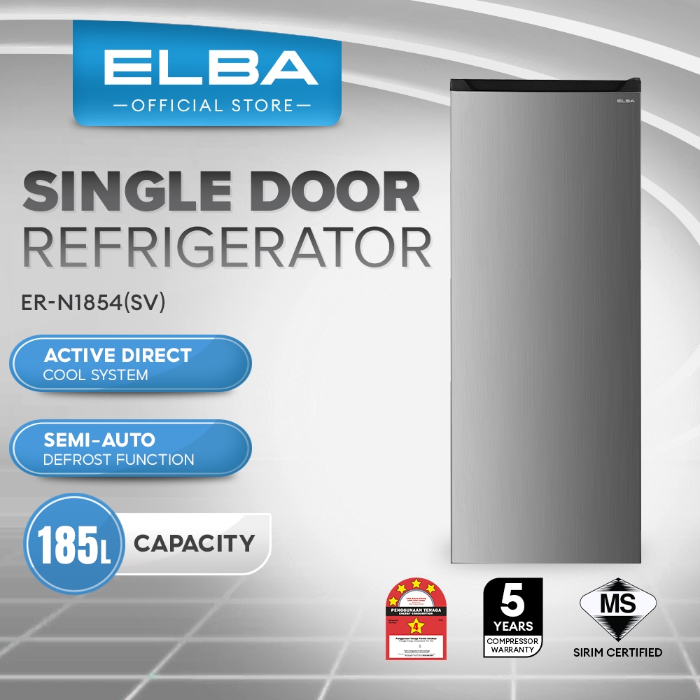 (NEW) ELBA 185L Single Door Refrigerator ER-N1854(SV) - Silver | Shopee ...
