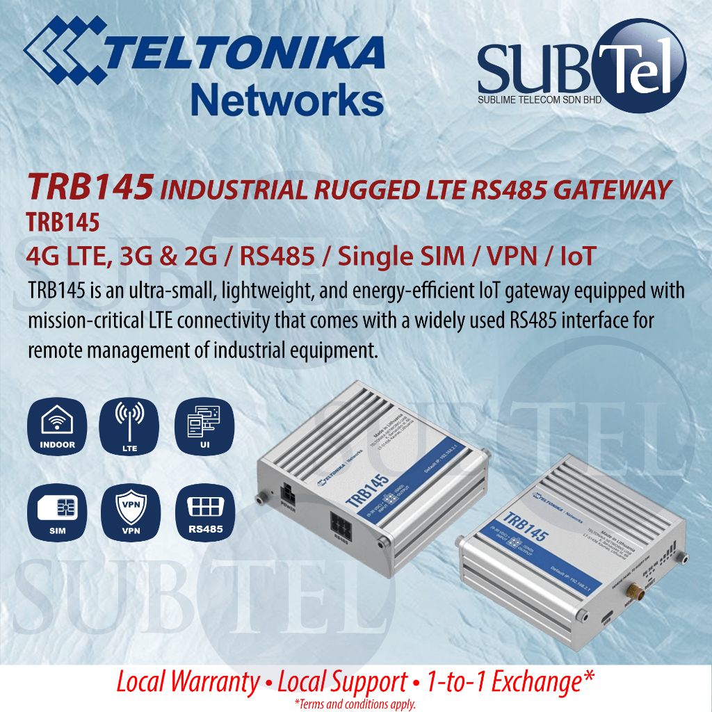 Teltonika TRB145 Industrial Rugged LTE RS485 Gateway 4G LTE, 3G & 2G ...