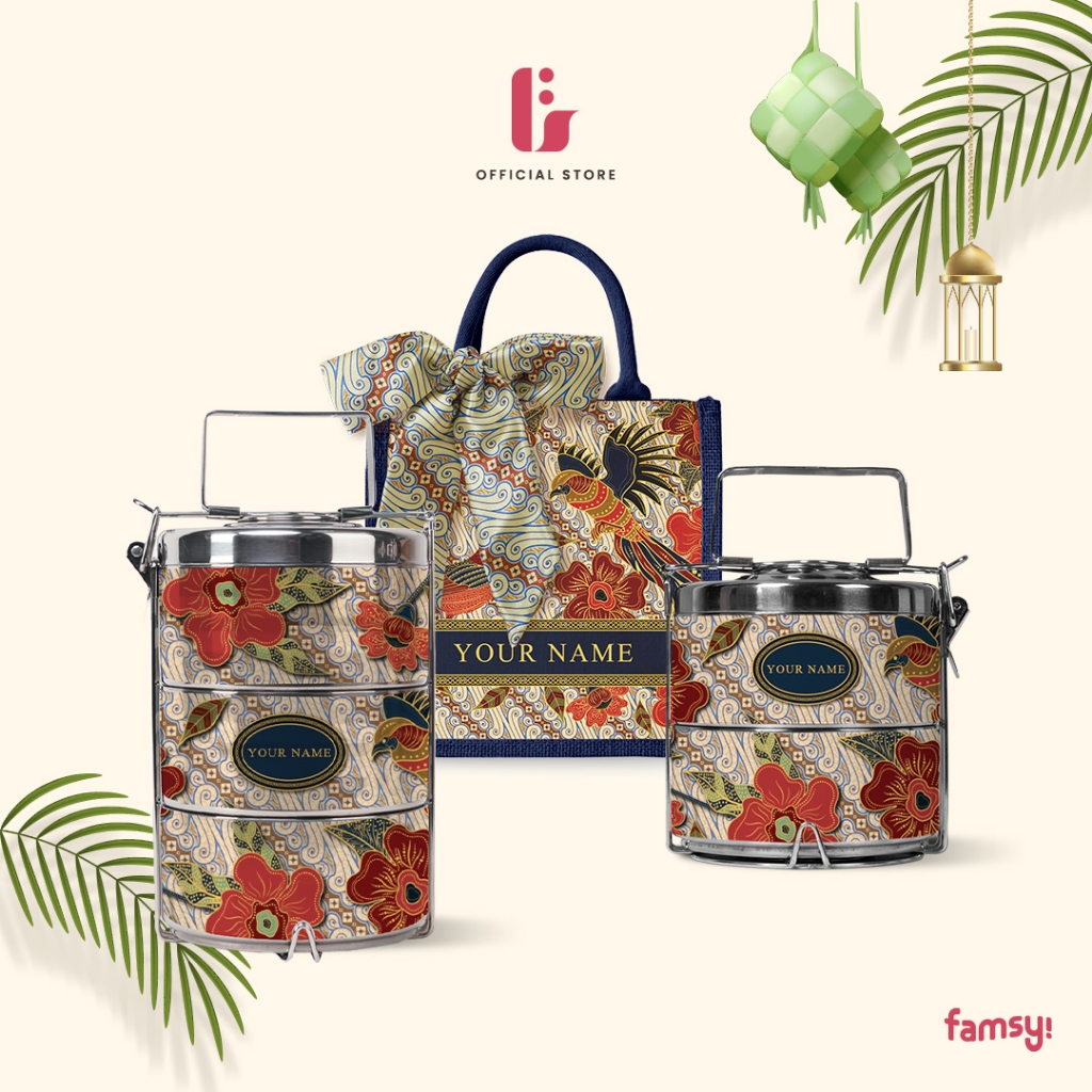 FAMSY Raya 2024 Lunch Tote Bag with 2-Tier / 3-Tier Tiffin Carrier ...