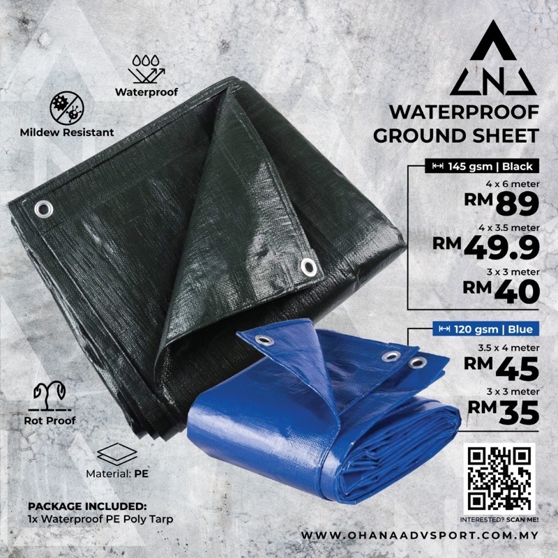 🔥READY STOCK🔥 Waterproof Tarpaulin Heavy Duty Poly Tarp Ground Sheet ...