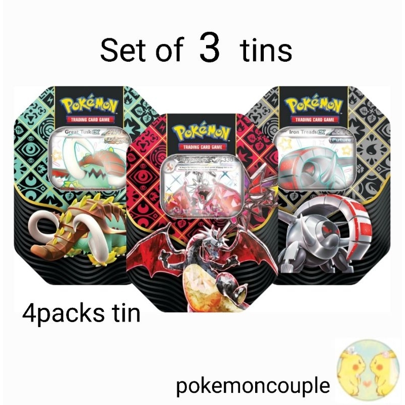 Pokemon Card TCG: SV4.5 Paldean Fates Tin Charizard Tin / Tech Sticker ...