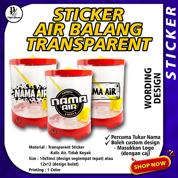 Sticker Air Balang Transparent Gam Kuat, Kalis Air & Tahan Lasak Design ...