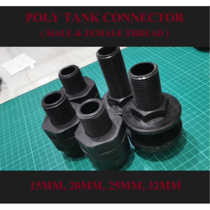 Poly Tank Fitting Outlet Connector Male & Female 15/20/25/32/40/50mm ...