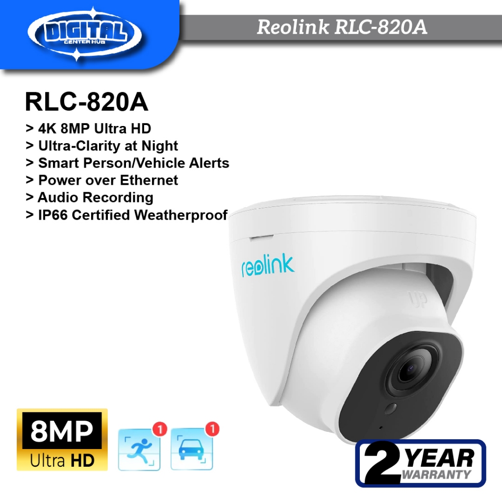 Reolink RLC-820A 4K HD PoE Security Indoor Outdoor | Person/Vehicle ...