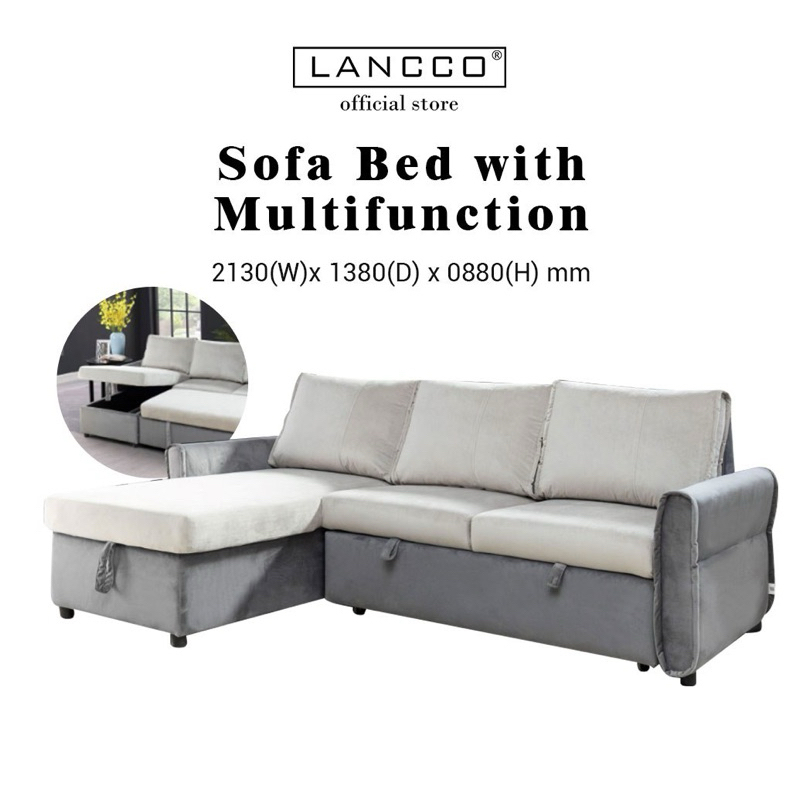 LANCCO 3 Seater Sofa Set L Shape Sofa Multifunctional Sofa Bed Storage Box Linen Fabric Sofa ...