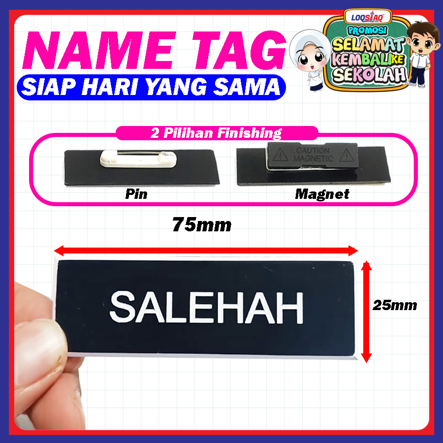 Name Tag Magnet & Name Tag Pin Cikgu Sekolah Pelajar 2025 Jabatan ...