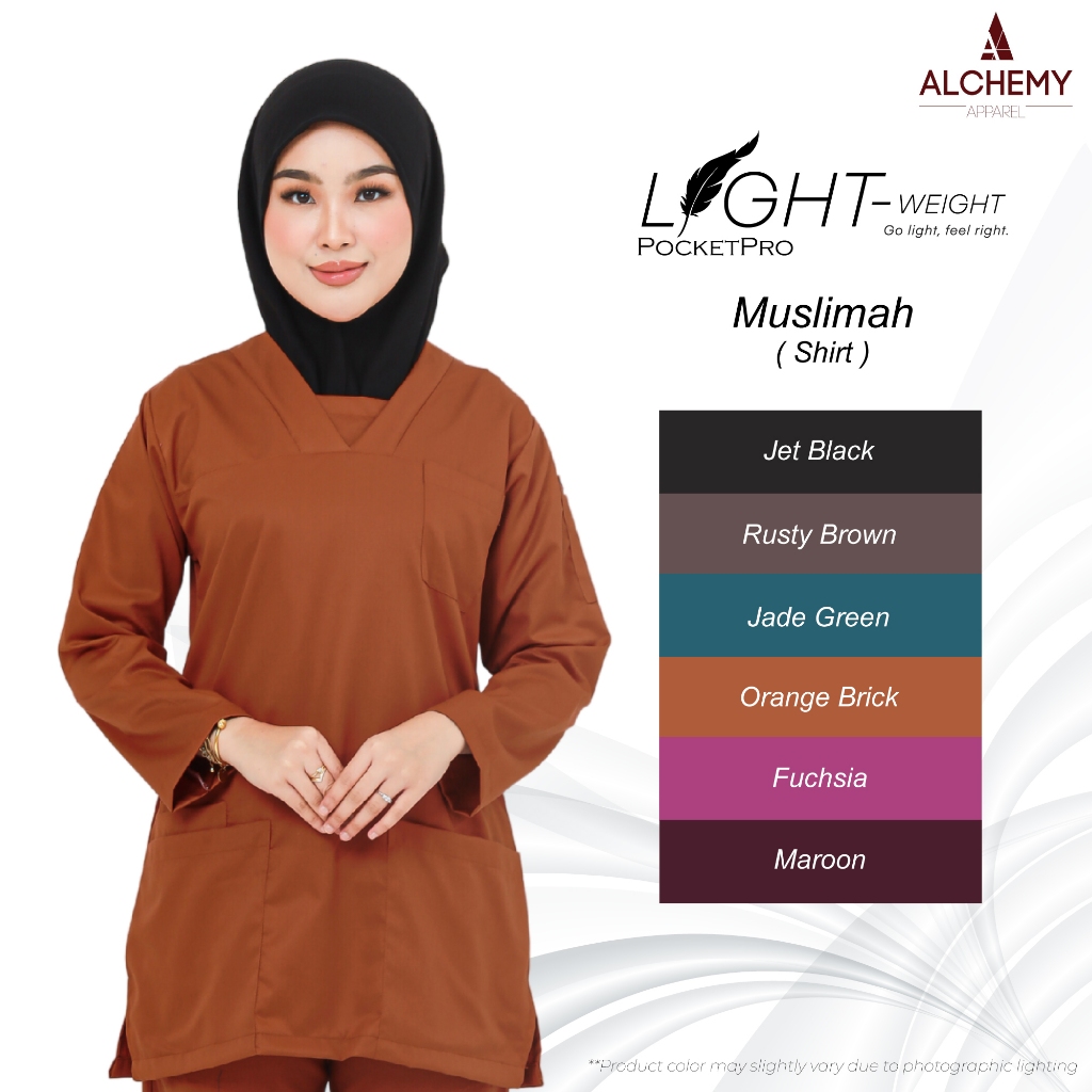 TOP ONLY - WOMEN MUSLIMAH SCRUB SUIT LIGHTWEIGHT POCKETPRO | Shopee ...