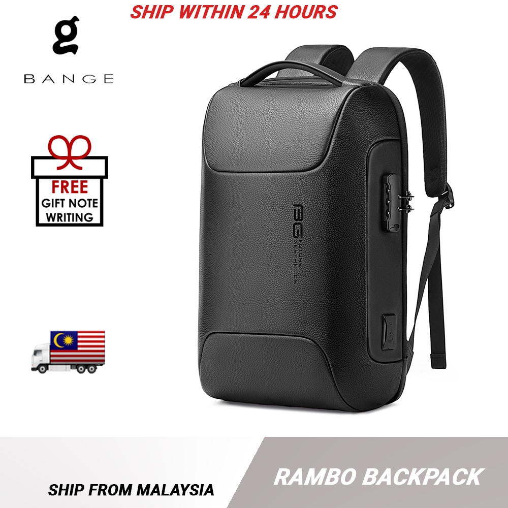 BANGE Rambo Genuine Leather Anti-Theft Business Water Resistant Laptop ...