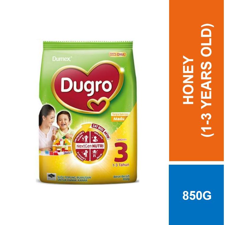 Dumex Dugro Step 3 Honey/Madu Growing Up Milk Formula 1-3 years (850g ...