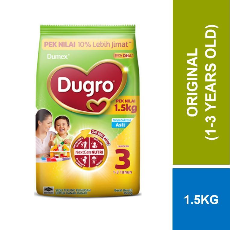 Dumex Dugro Step 3 Original/Asli Growing Up Milk Formula 1-3 years (1.5kg) (Susu, Milk Powder ...